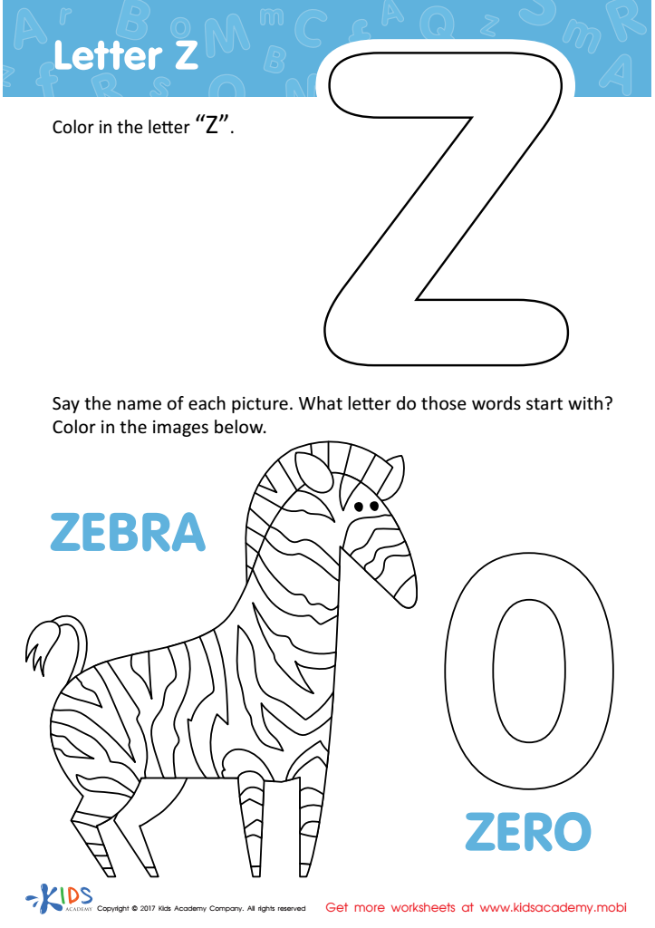 Learning ABCs Letter Z