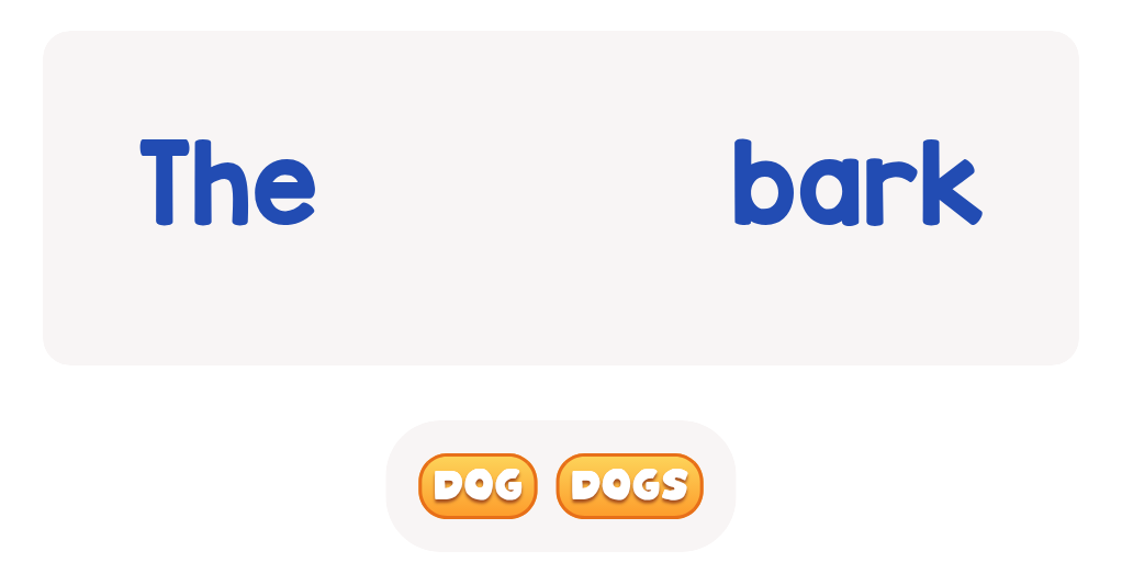 Animal Nouns: 'dog' or 'dogs' Bark? Grade 1 Grammar Selection