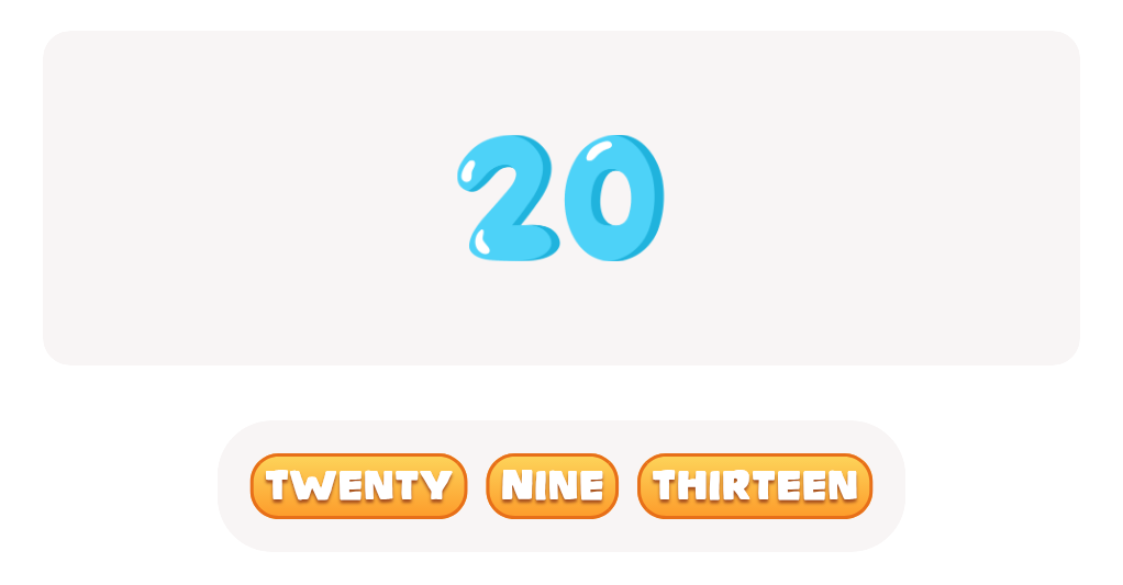 Number 20 recognition: Recognition: Discover the numbers from 0 to 20