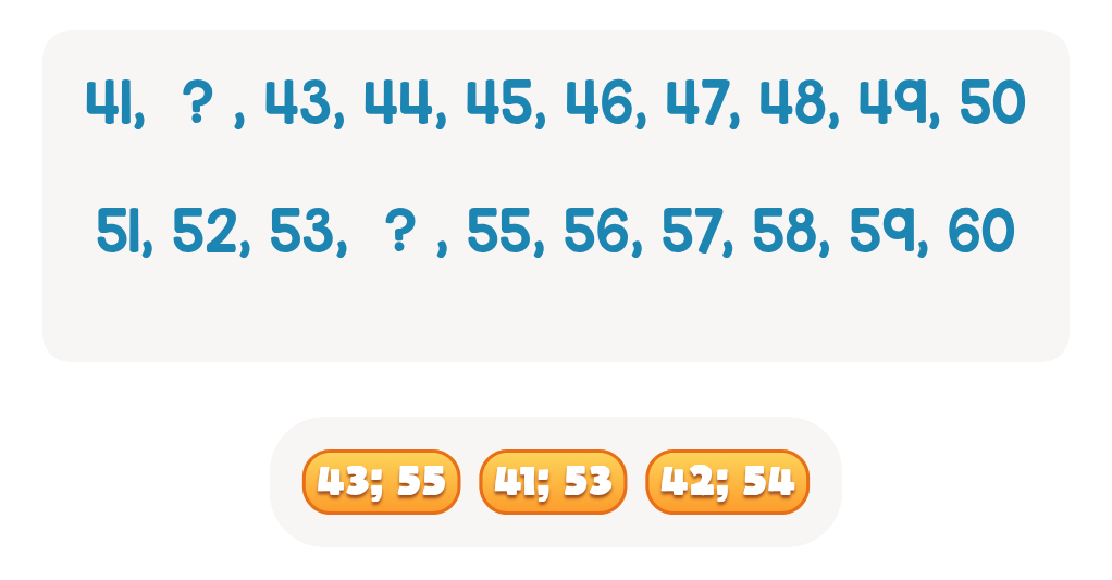 Find the Two Missing Numbers in the Counting Sequence up to 100