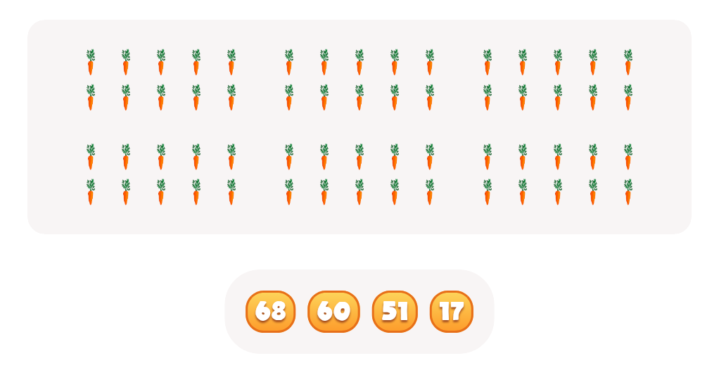 Count the Carrots and Match Numerals, Math Worksheet for Grade 1