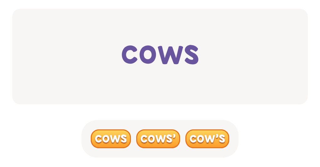 Possessive Form for ’cows’ – English Worksheet