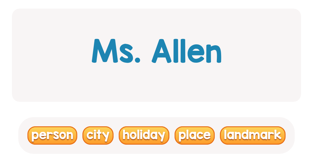 English Language Arts, Nouns and Pronouns, Sorting Proper Nouns, Grade ...