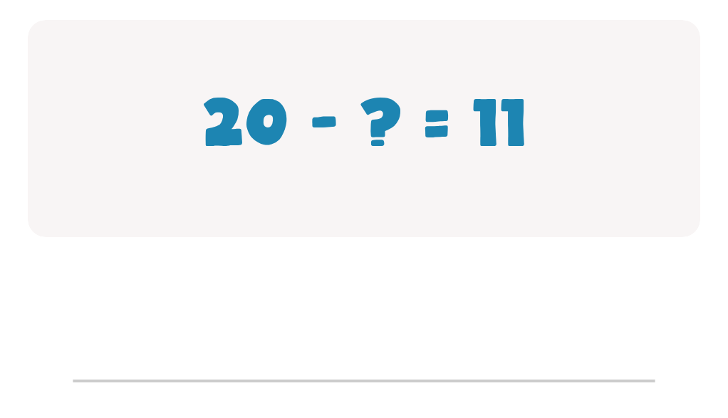 Subtraction Worksheet - Enter the Missing Number in 20 - ? = 11