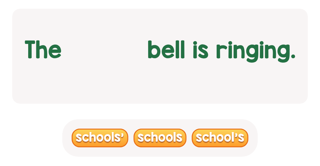 Possessive Noun Activity for Grade 1: Choosing School’s Bell | Grammar ...