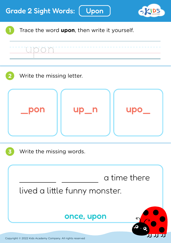 Free Grade 2 Sight Words Upon Worksheet For Kids Free Grade 2 Sight Words Upon Worksheet For Kids