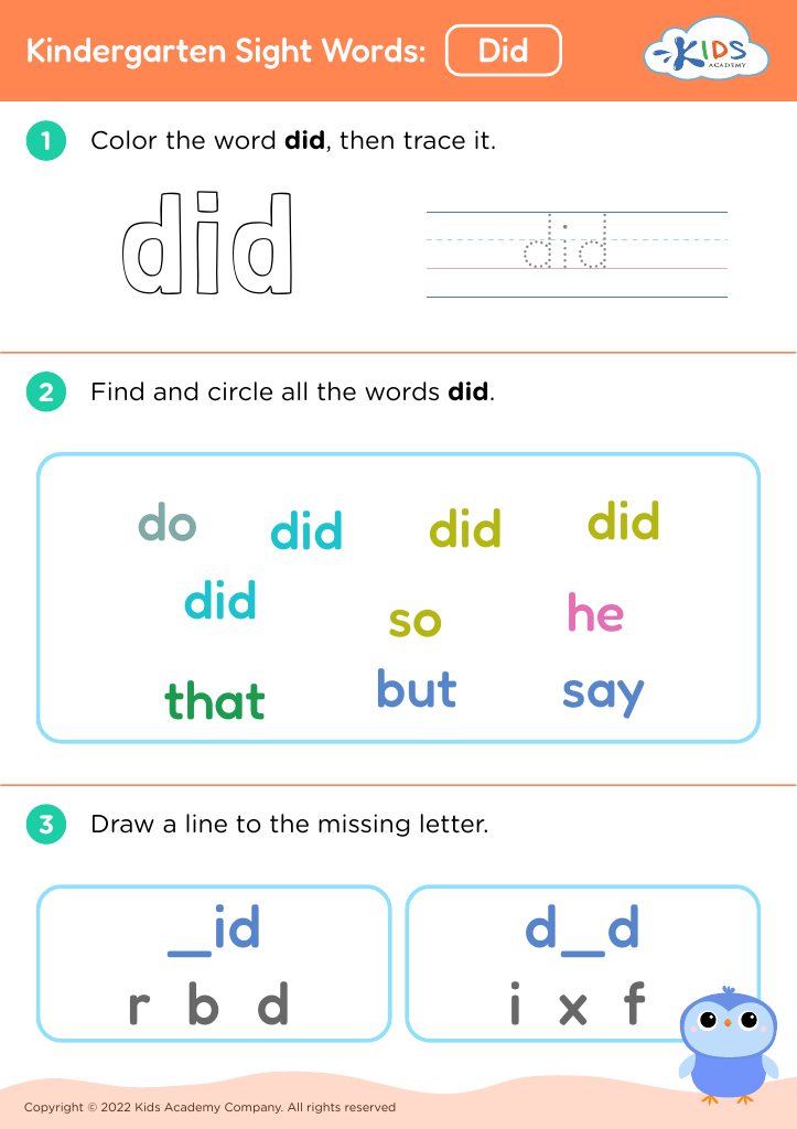 Free Kindergarten Sight Words Did Worksheet For Kids Free Kindergarten Sight Words Did Worksheet For Kids