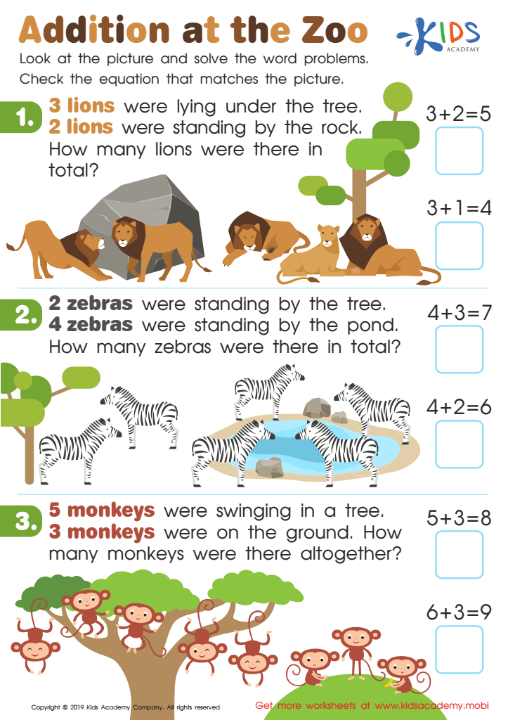 Writing Number Sentences For Addition Story Problems