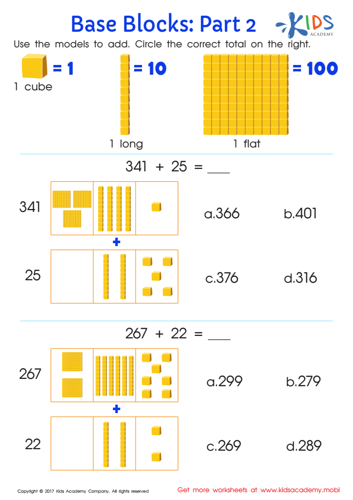 Base Ten Blocks Worksheet Part 2 Free Printable PDF For Kids