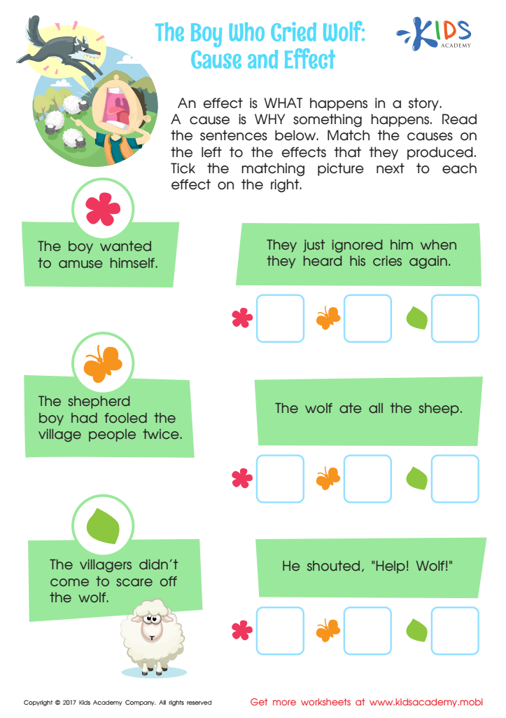 Cause And Effect Worksheet The Boy Who Cried Wolf Free Printable For Kids Cause And Effect Worksheet The Boy Who Cried Wolf Free Printable For Kids