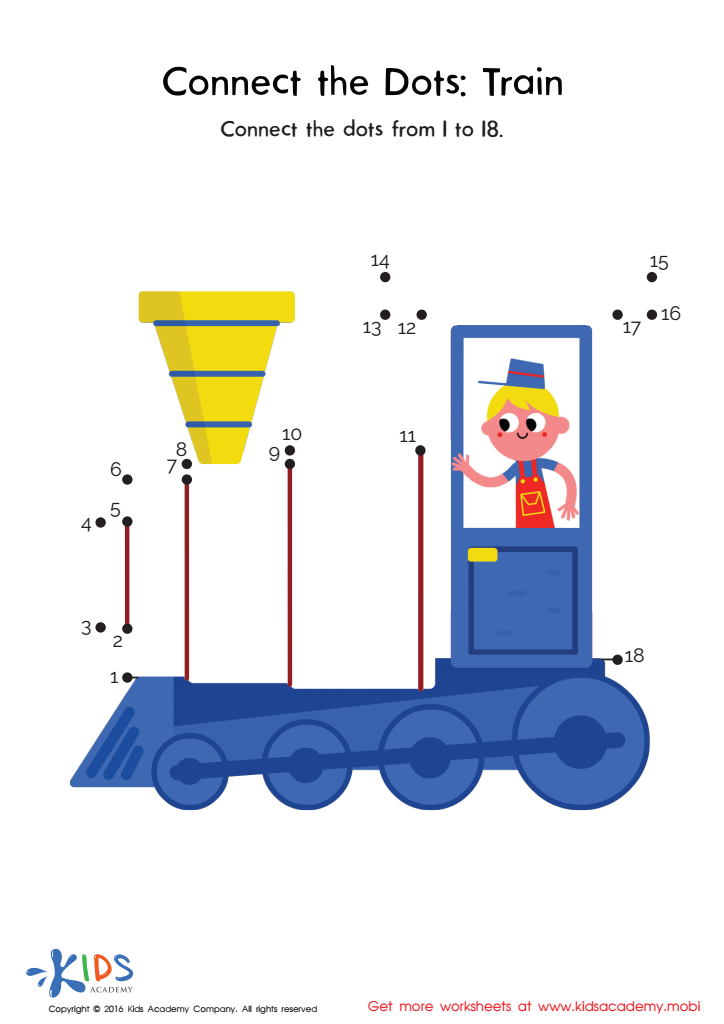 Train Connect Dots Worksheet Free Printable PDF For Kids