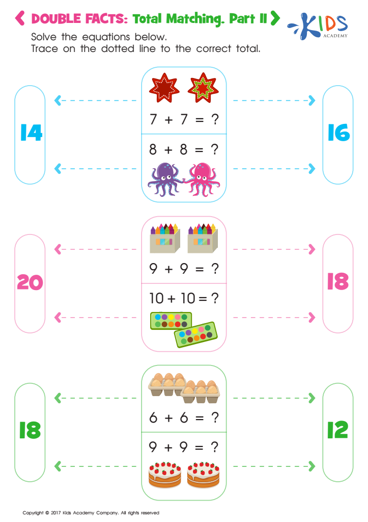 Grade 1 Boomerang Addition Worksheet