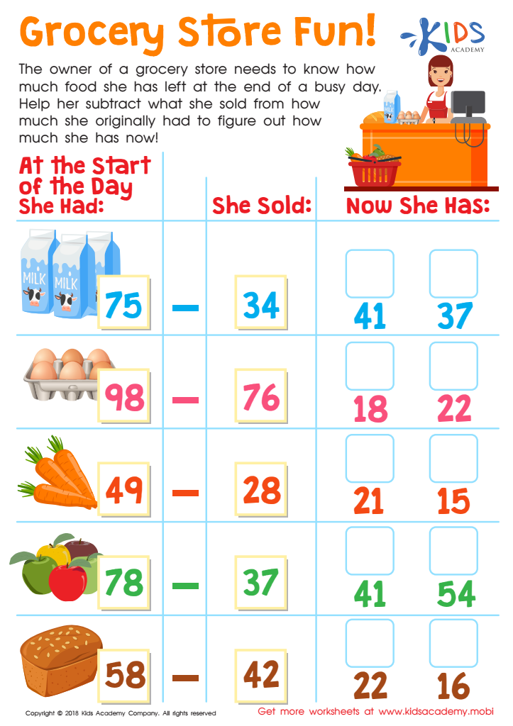 Grocery Store Worksheets