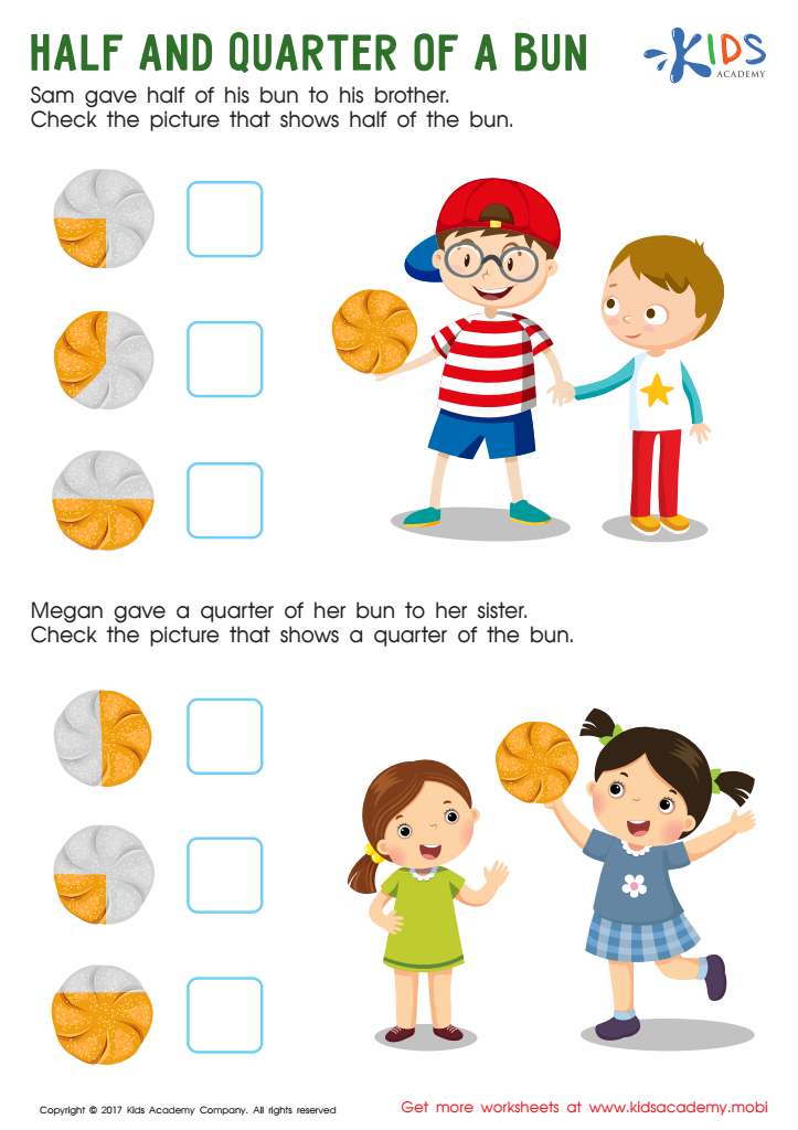 Half And Quarter Of A Bun Worksheet Free Printout For Children Half And Quarter Of A Bun Worksheet Free Printout For Children