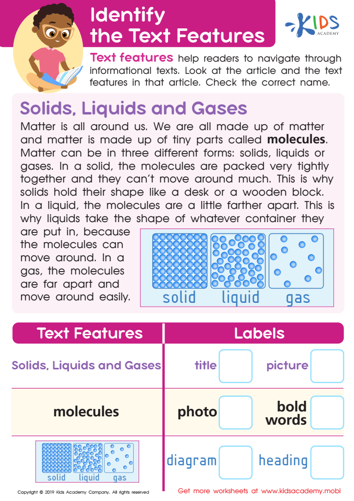 Identify The Text Features Worksheet For Kids Answers And Completion Rate