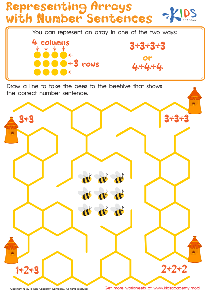Representing Arrays With Number Sentences Worksheet Free Printable PDF Representing Arrays With Number Sentences Worksheet Free Printable PDF