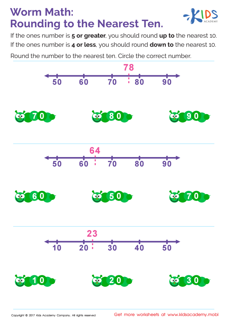 Rounding To The Nearest Ten Worksheet Downloadable PDF For Children