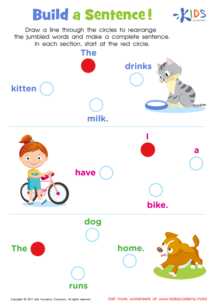 Sentence Structure Printable Grammar Worksheet For Kids Answers And