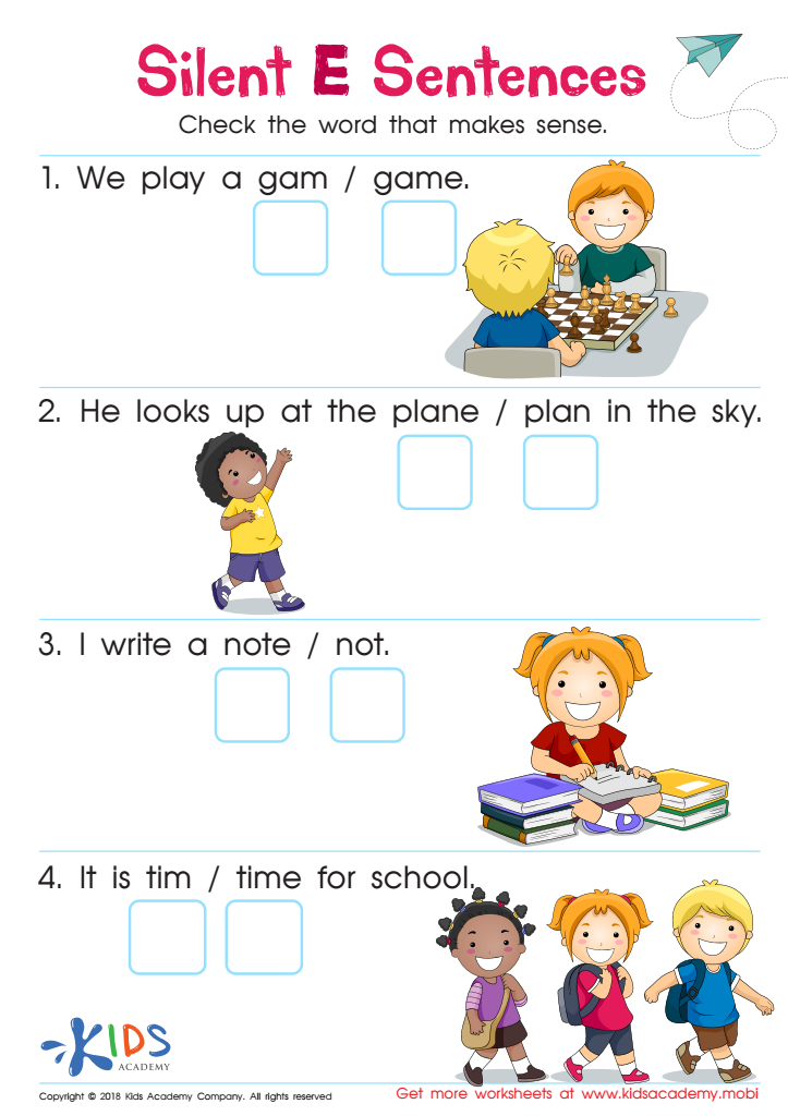 Silent E Sentences Worksheet Free Printable PDF For Kids Silent E Sentences Worksheet Free Printable PDF For Kids