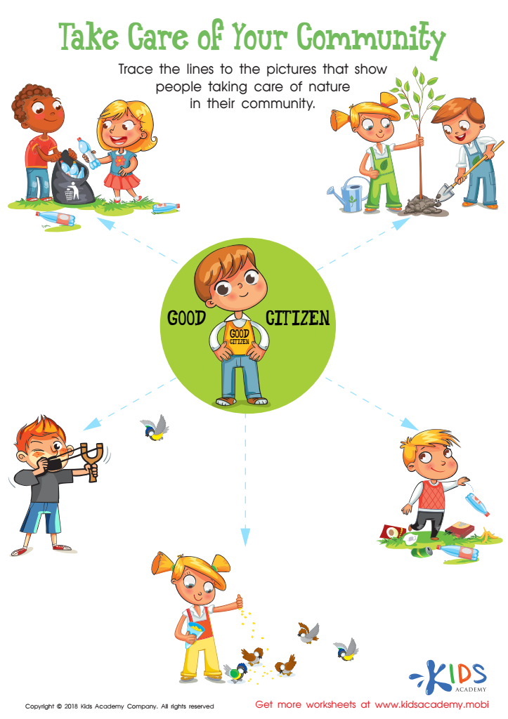 Take Care Of Your Community Worksheet Printable PDF For Kids