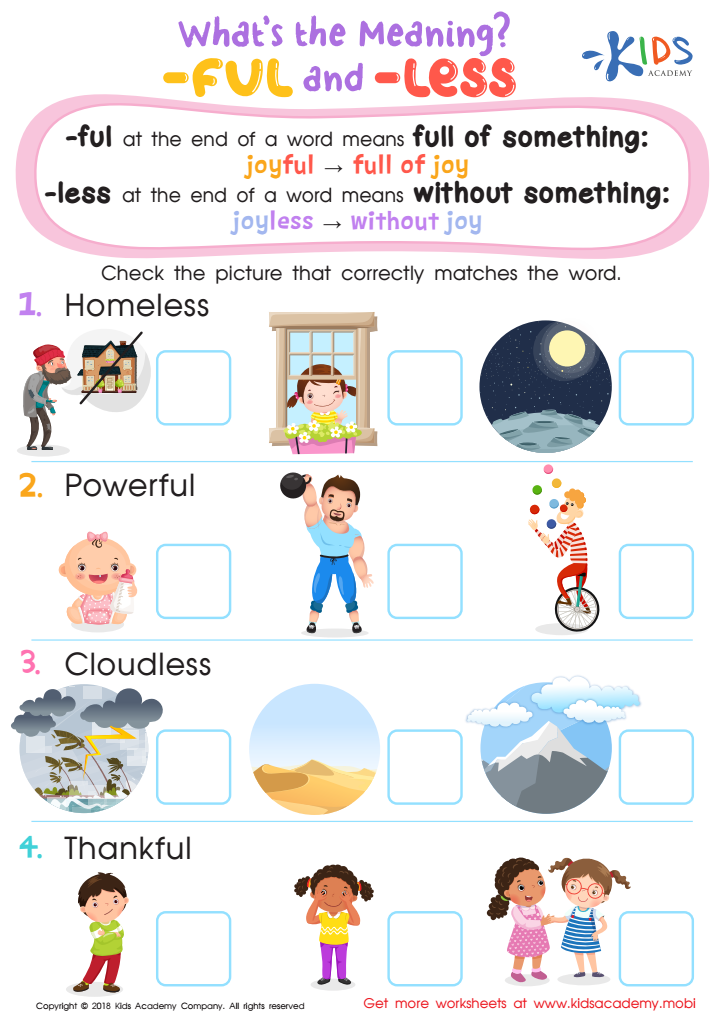 Suffixes ful less