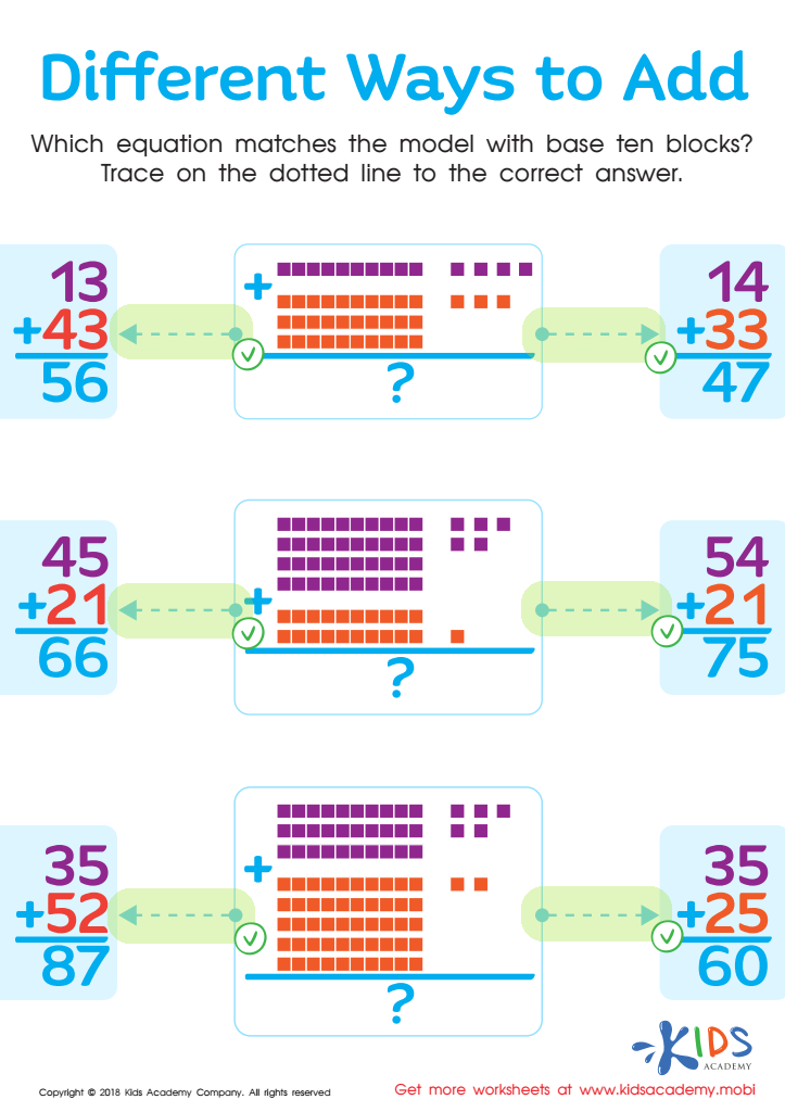 Different Ways to Add Worksheet: Free Printable for Kids - Answers and ...