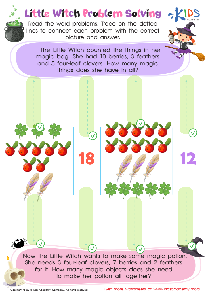 Little Witch Problem Solving Worksheet: Free Printable PDF for Kids ...