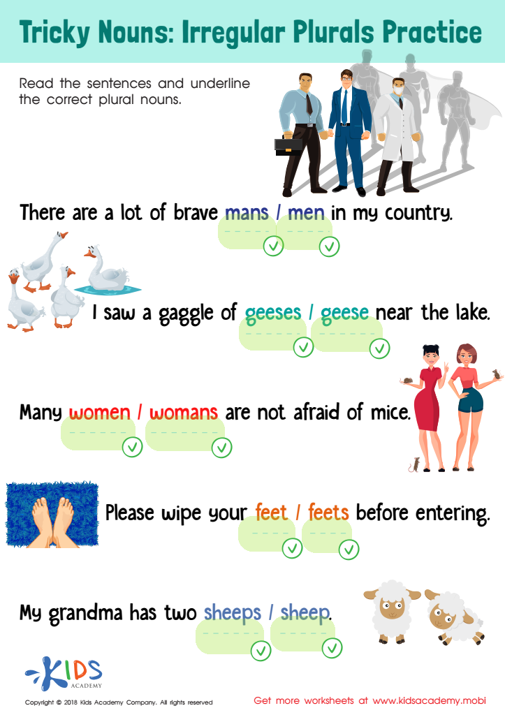 Irregular Plurals Practice Worksheet: Tricky Nouns Free Printable for ...
