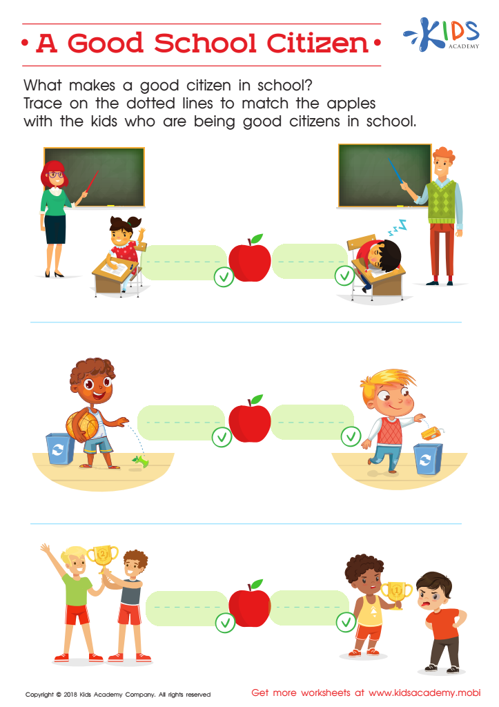 A Good School Citizen Worksheet: Free Printable PDF for Kids - Answers ...