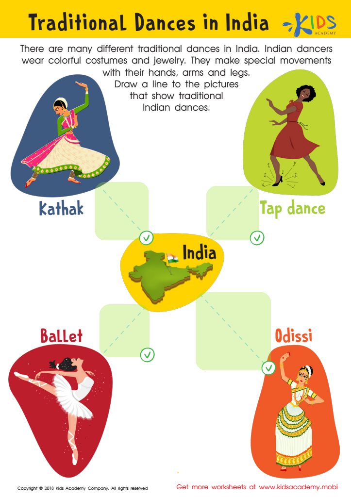 Traditional Dances in India Worksheet for kids - Answers and Completion ...