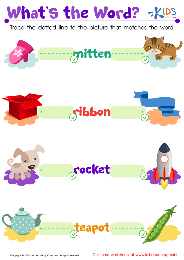 Reading: What's Word Worksheet for kids - Answers and Completion Rate
