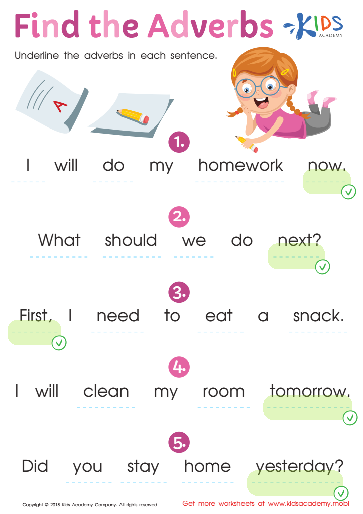 Finding The Adverbs Worksheet For Kids Answers And Completion Rate Finding The Adverbs Worksheet For Kids Answers And Completion Rate