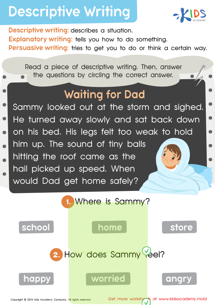 Descriptive Writing Worksheet Part 2 For Kids Answers And Completion 