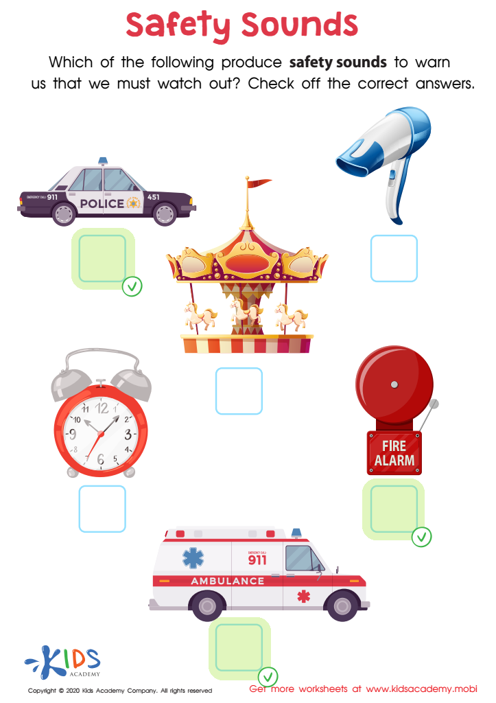 Safety Sounds Worksheet For Kids Answers And Completion Rate